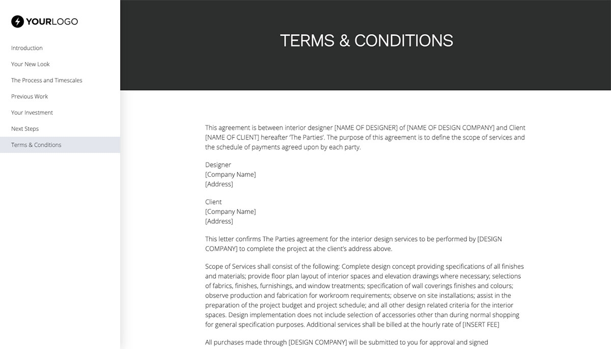 Interior Decorator Proposal Template Client alert